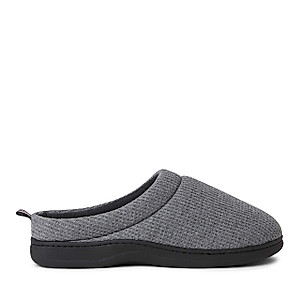 Dearfoams Men's Nathan Waffle Knit Clog Slipper, Dark Heather Grey, Large