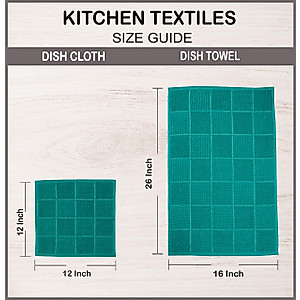 AMOUR INFINI Kitchen Towels Pack of 4 Absorbent, Quick Drying Premium Terry Cotton Dish Towel with Hanging Loop 16x28 Inch Hand & Tea Towels (Teal)