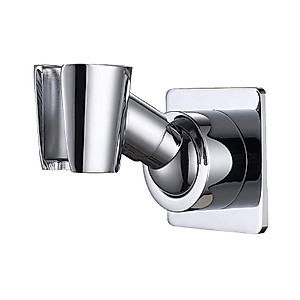 Shower Head Holder Adjustable Handheld Brass Shower Head Bracket Shower Wall Mount Holder Shower Wand Holder, Drill Free Glue Installation(Polished Chrome)