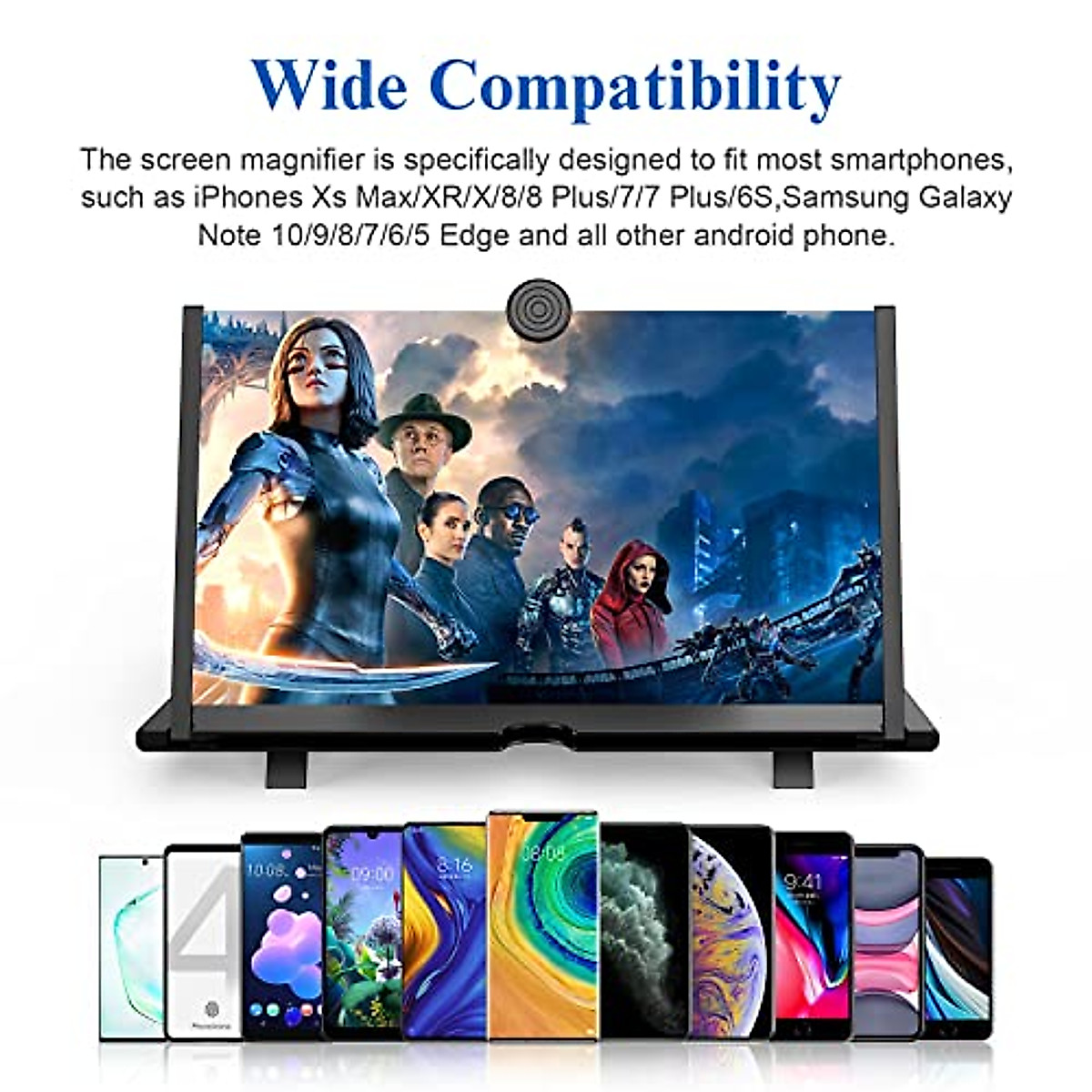 16" Screen Magnifier -3D HD Mobile Phone Magnifying Projector Screen Enlarger for Movies, Videos and Gaming – Foldable Phone Stand Holder with Screen Amplifier–Compatible with All Smartphones