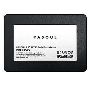 PASOUL SSD 512GB Internal 2.5" SATA 3.0 6GB/s Compliant 3D NAND Max Read 550MB/s Max Write 480MB 7mm Thickness