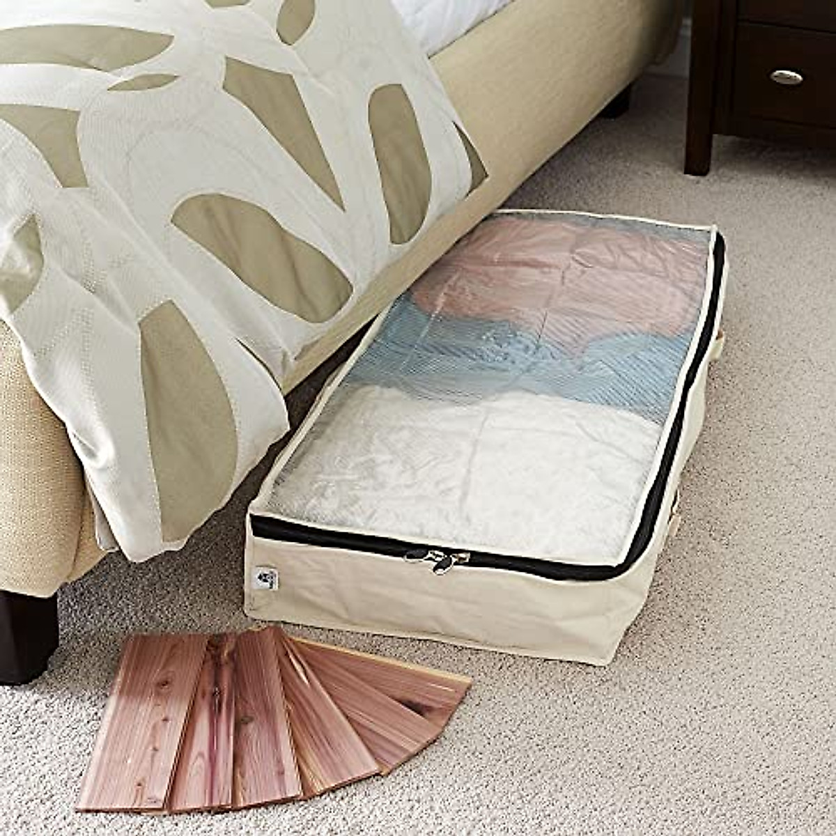 Household Essentials Cotton Canvas Under Bed Clothing and Linen Storage Bag | Natural