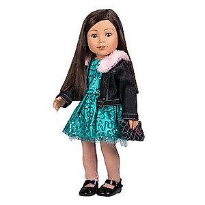 Adora Amazon Exclusive Amazing Girl - 18” Realistic Doll in Soft Vinyl, Huggable Body and Trendy Outfit, Perfect Birthday Gift for Ages 6 and Up - Emma Sparkles