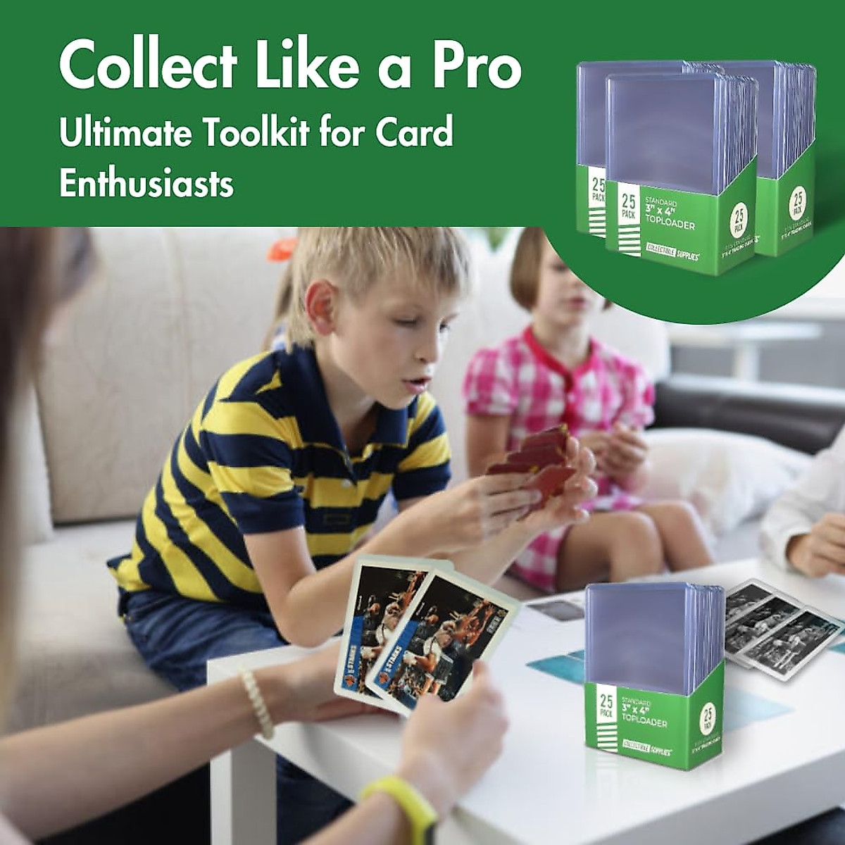 Collectible Supplies Top Loaders for Cards | 3x4 Inch Card Protectors for Collective Trading| Protective Sports Card Holder | Standard Size | Penny Soft Sleeves (25 Toploaders)