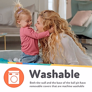 Nuby Velvet Ball Pit - 200 Balls Included - Soft Play Foam Ball Pits for Baby and Toddlers with 200 Colored Balls, Ball Pit Playpen, Indoor Play Gym, Outdoor Play Ball Pit for Babies, Aqua & Gray