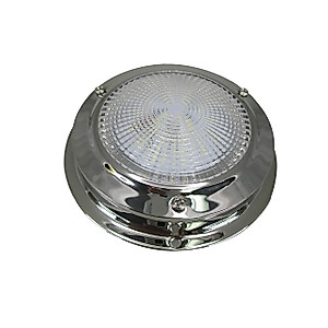 Pactrade Marine Dome Light 12V - 3-Inch Lens, Cool White LED | Stainless Steel Boat Light with Built-In Rocker Switch, Surface Mount | RV, Trailer, Boat Interior Lights, Marine Lights