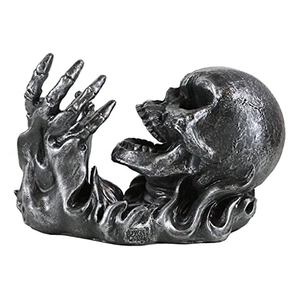 Ebros Dead Rising Skull Hell's Booze Flame Skeleton Wine Holder Figurine 11.25" L Halloween Party Hosting Centerpiece Decor