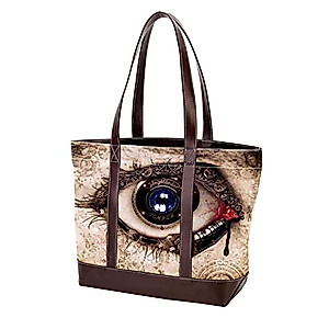Punk Eye with a Clock Mechanism Tote Bags Large Leather canvas Purses and Handbags for Women Top Handle Shoulder Satchel Hobo Bags