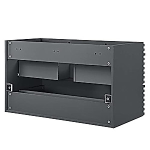 Modway Render 35" MDF Wood Wall-Mount Bathroom Vanity Cabinet in Gray