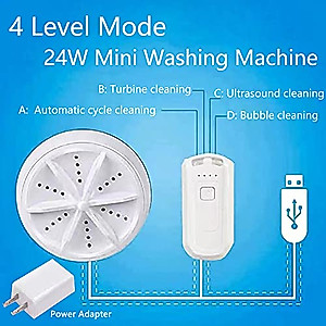AOAUTO 24W Mini Portable Washing Machine Ultrasonic Turbo Washer for Travel Business Trip and College Room, 3 In 1 Portable Washing Machine with USB