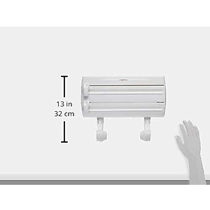 Leifheit 25771 4-in-1 Wall-Mount Paper Towel Holder | Plastic Wrap and Foil Dispenser with Spice Rack | White