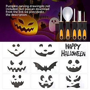 YUET Halloween Pumpkin Carving Kit, 5PCS Professional Sculpting Tools Carving Set, Heavy Duty Stainless Steel, with Carrying Bag, for Adults Or Kids, Halloween Decorations Jack-O-Lanterns (Black)