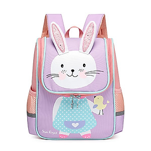 Otbjmbx Cute Toddler Backpack Toddler Bag, Casual Daypack for Girls High Capacity with Bottle Side Pockets School Bag for Baby Kids Girl Boy 1-5 Years (Rabbit-Pink)