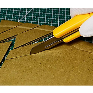 WEKOIL Utility Knives Retractable Box Cutter,18mm Wide Snap Off Blade Knife,11 Carbon Steel Blades,Hobby Art Paper Knives with Comfortable Handle,Heavy Duty for Office Home Warehouse,Yellow