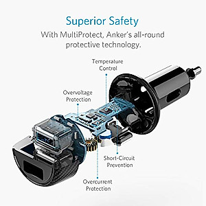 Anker 24W 4.8A Car Charger, 2-Port Ultra-Compact PowerDrive 2 Elite with PowerIQ Technology and LED for iPhone XS/Max/XR/X/8/7/6/Plus, iPad Pro/Air/Mini, Galaxy Note/S Series, LG, Nexus, HTC, and More