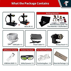 EM-Smart Basic 2R 25W Fiber Laser Engraver with Rotary Axis Laser Marking, Portable Engraving Machine Marker Etching Machine EZCAD2.0 4.33x4.33 inches Lens for All Metal