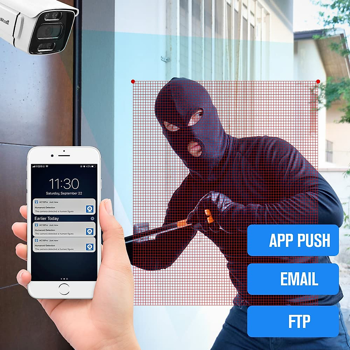 JideTech HD 5MP POE Camera Outdoor, 2592x1944P Bullet IP Security Camera with 2 Way Audio, Night Vision 65ft, Motion Detection, IP66 Waterproof, Support H.265+ Video Compression, 24/7 Recording