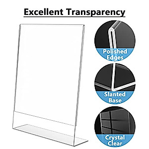 MaxGear Acrylic Sign Holder 8.5 X 11 inches Slant Back Sign Holder Clear Sign Display Holder Plastic Display Stands Table Sign Display Holder for Office, Home, Store, Restaurant - Vertical, 18 Pack