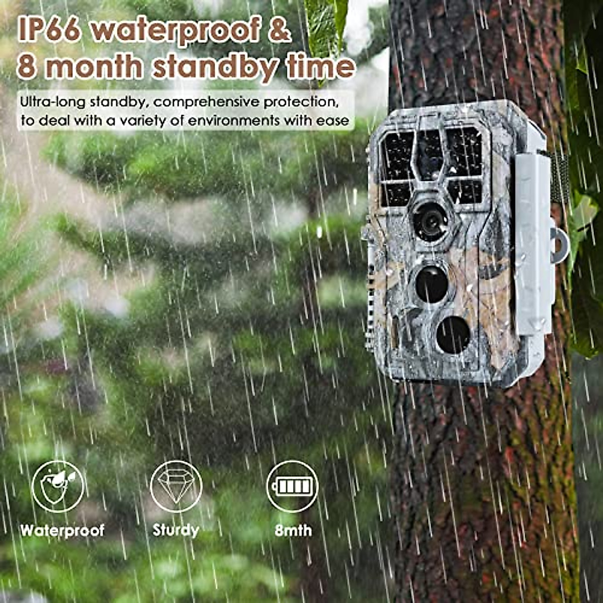 maswater Trail Camera, 24MP 1296P Game Camera with Night Vision Motion Activated IP66 Waterproof 0.1 Trigger Time 120° Wide Angle Range 90ft Sensing Distance for Outdoor Wildlife Scouting and Hunting