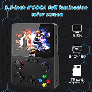 Retro Handheld Game Console with 64G TF Card, Support 10000+Games, HDMI and TV Output 3.5 Inch IPS Screen Portable Rechargeable Open Source Game Console Emulator with Card Reader and Video Cable Black