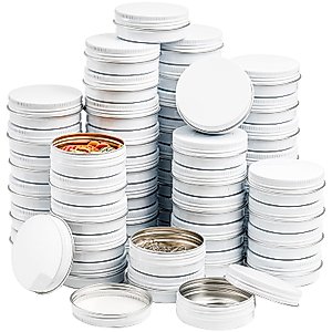 Foraineam 48 Pack 2 oz White Lip Balm Tin Cans - Aluminum Round Cosmetic Sample Containers with Screw Lid - Metal Empty Tins Storage Travel Tin Jars
