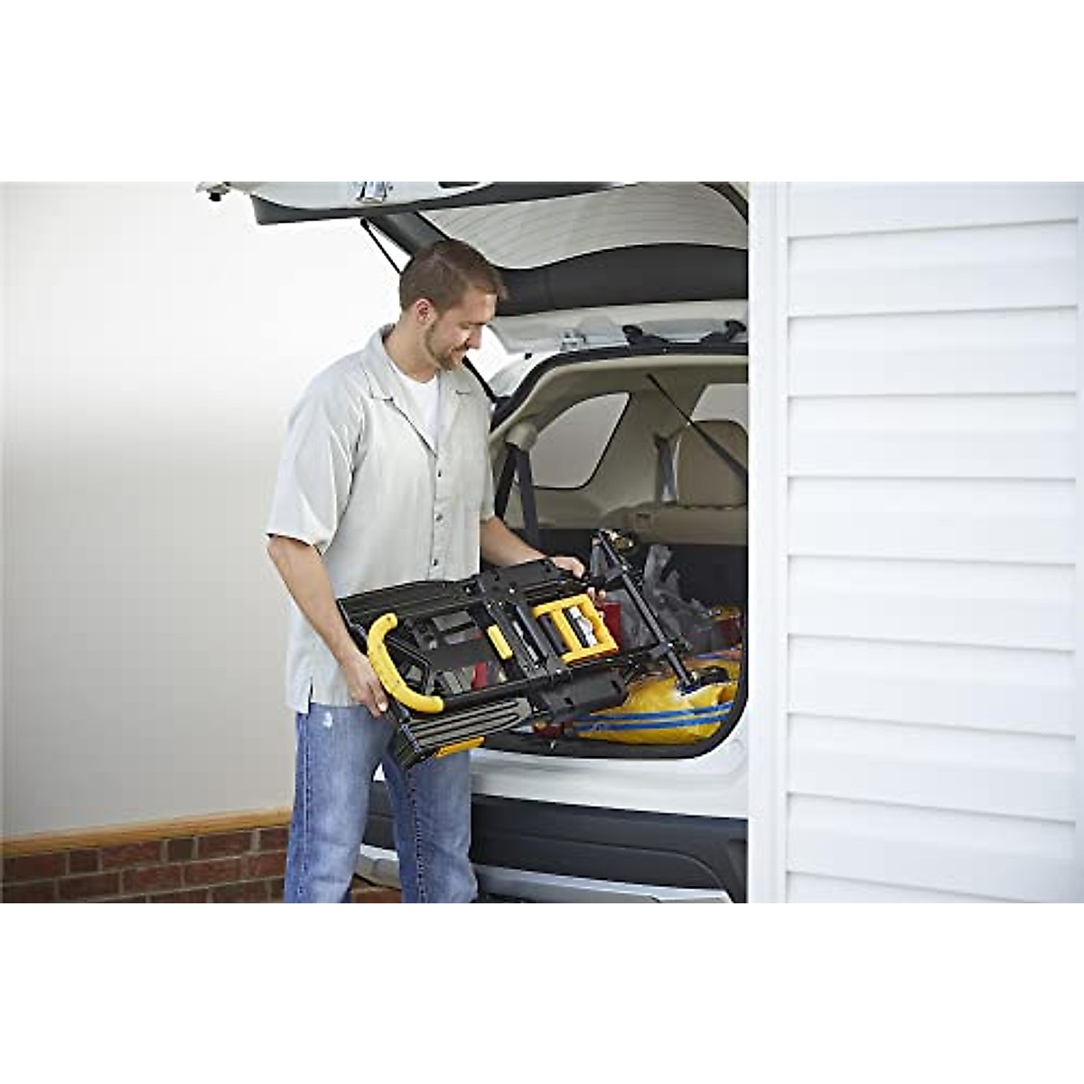 COSCO 12225YGB1E 2-in-1 Folding Hand Truck, 300 lb. Capacity, Multi-Position with Extendable Handle, Black/Yellow