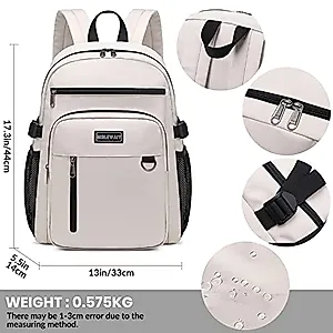 MIRLEWAIY Fashion Casual Daypack Girls Backpack Ultra-Lightweight School Bookbag Work Bag For High School Yong Teenagers, Beige