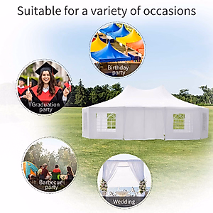 Outsunny 29 x 21 ft Party Tent, Wedding Tent with Sidewalls, Heavy Duty Event Tent with 2 Doors and 8 Windows, Outdoor Gazebo Tent for Party, White