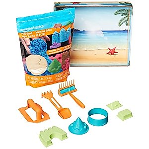 Amazon Basics Play Sand with Castle Molds, Natural Brown Color