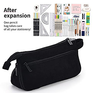 EASTHILL Small Pencil Case Multifunction Pen Bag Pouch Box Organizer Cases School Supplies for Girls Adults-Black