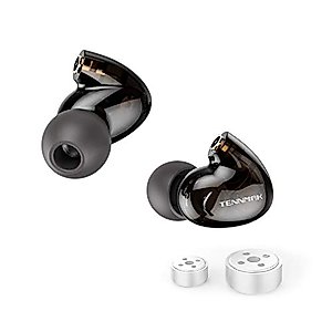 TENNMAK PRO Earphone Accessory Clear Ear Head Unit for MMCX Sport Running Gym Replace in Ear Earphones Earbuds Headphones, Dual Drivers Earphone Ear Head (PRO Ear Head) (Black)