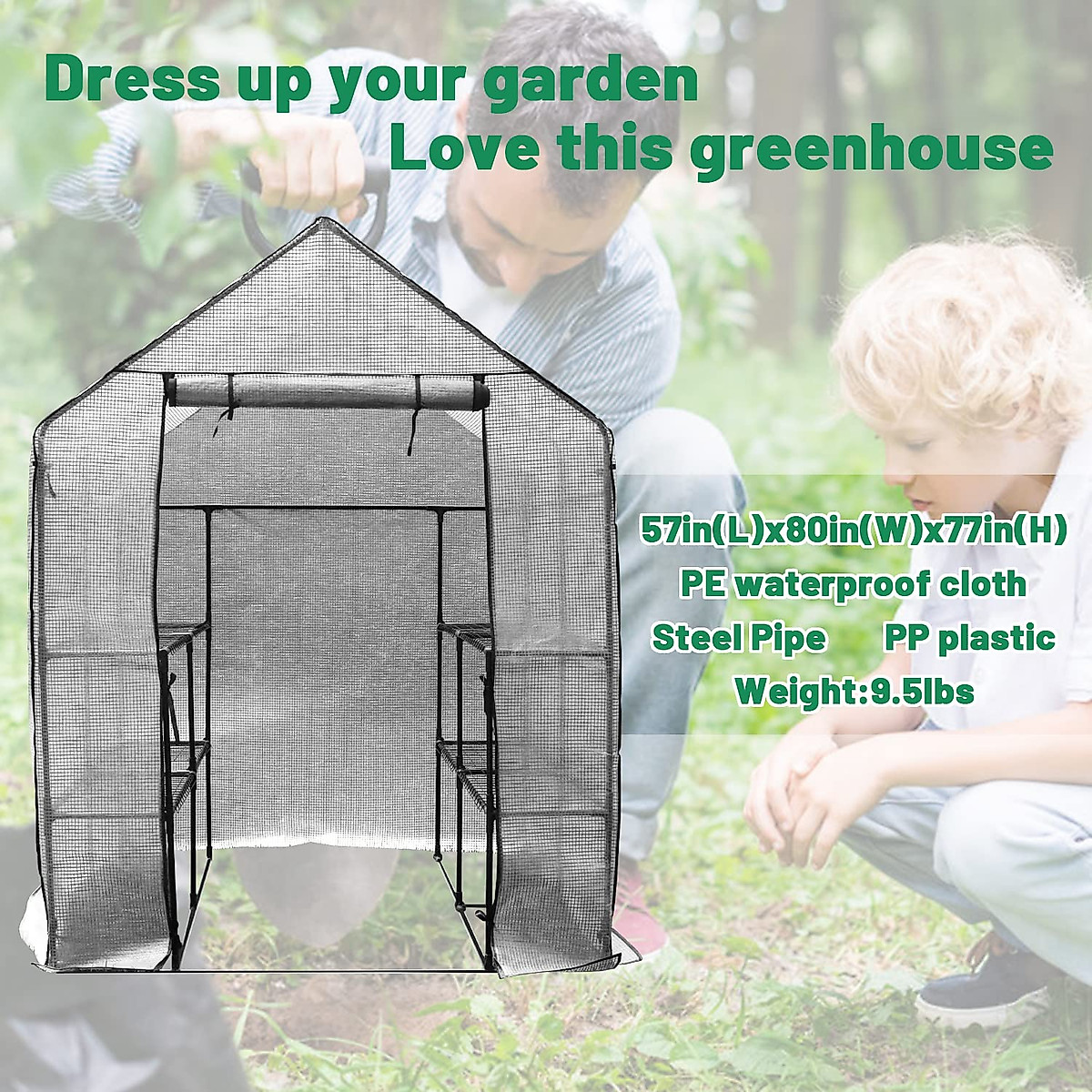LYNSLIM Mini Greenhouse, 48" x 24"x 21.6" PE Cover, Garden Greenhouse with Roll-up Zipper Door, Portable Garden Green House for Indoor Outdoor
