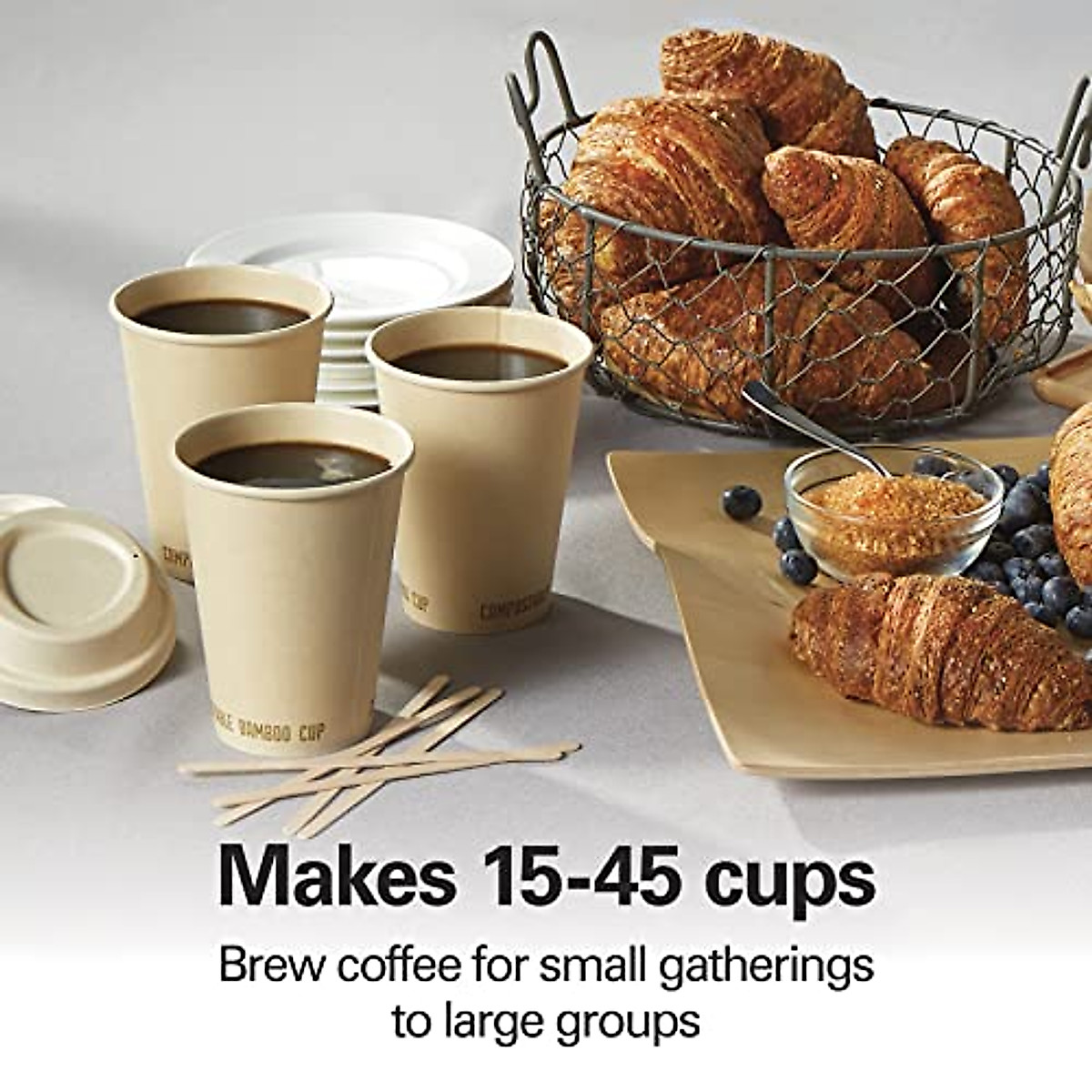 Hamilton Beach 45 Cup Coffee Urn and Hot Beverage Dispenser with Dual Spouts, Silver (40518)