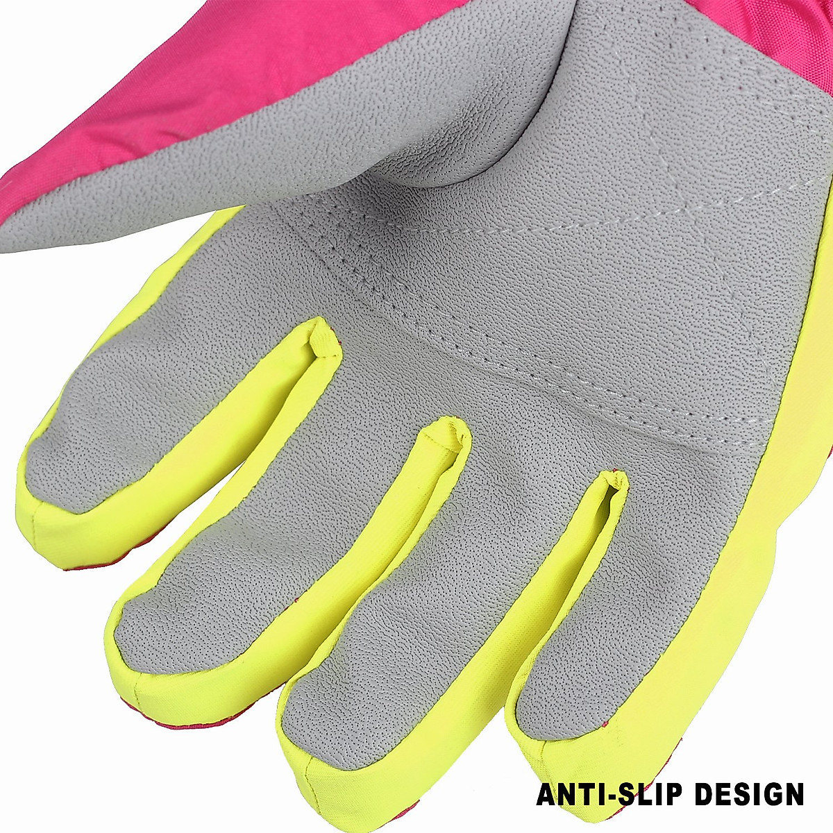 AMYIPO Kids Winter Snow Ski Gloves Children Snowboard Gloves for Boys Girls (Pink-3, 6-7 Years)