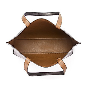 Overbrooke Reversible Tote Bag - Vegan Leather Womens Shoulder Tote with Wristlet, Black/Light Brown, Large