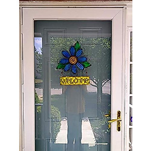 Metal Flower Welcome Signs for Outside Hanging Wall Art Plaque Sign for Front Door Porch Home Decor