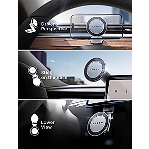 LISEN for Tesla Phone Mount Holder, for MagSafe Car Mount [20 Strongest Magnets] 2023 Tesla Model 3/Y/X/S Accessories, Adjustable Tesla iPhone Mount Compatible with iPhone 14 13 12 Pro Max Plus
