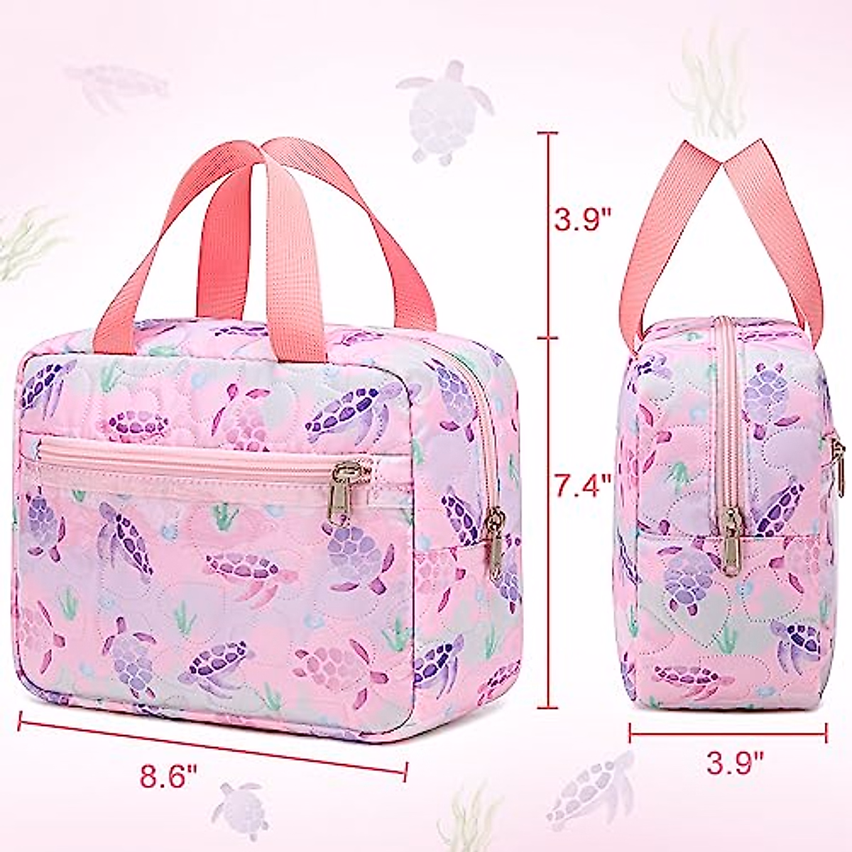 CAMTOP Makeup Bag Women Girls Cute Quilted Cosmetic Bags Travel Toiletry Purse Zipper Pouch(Pink Heart Quilted)