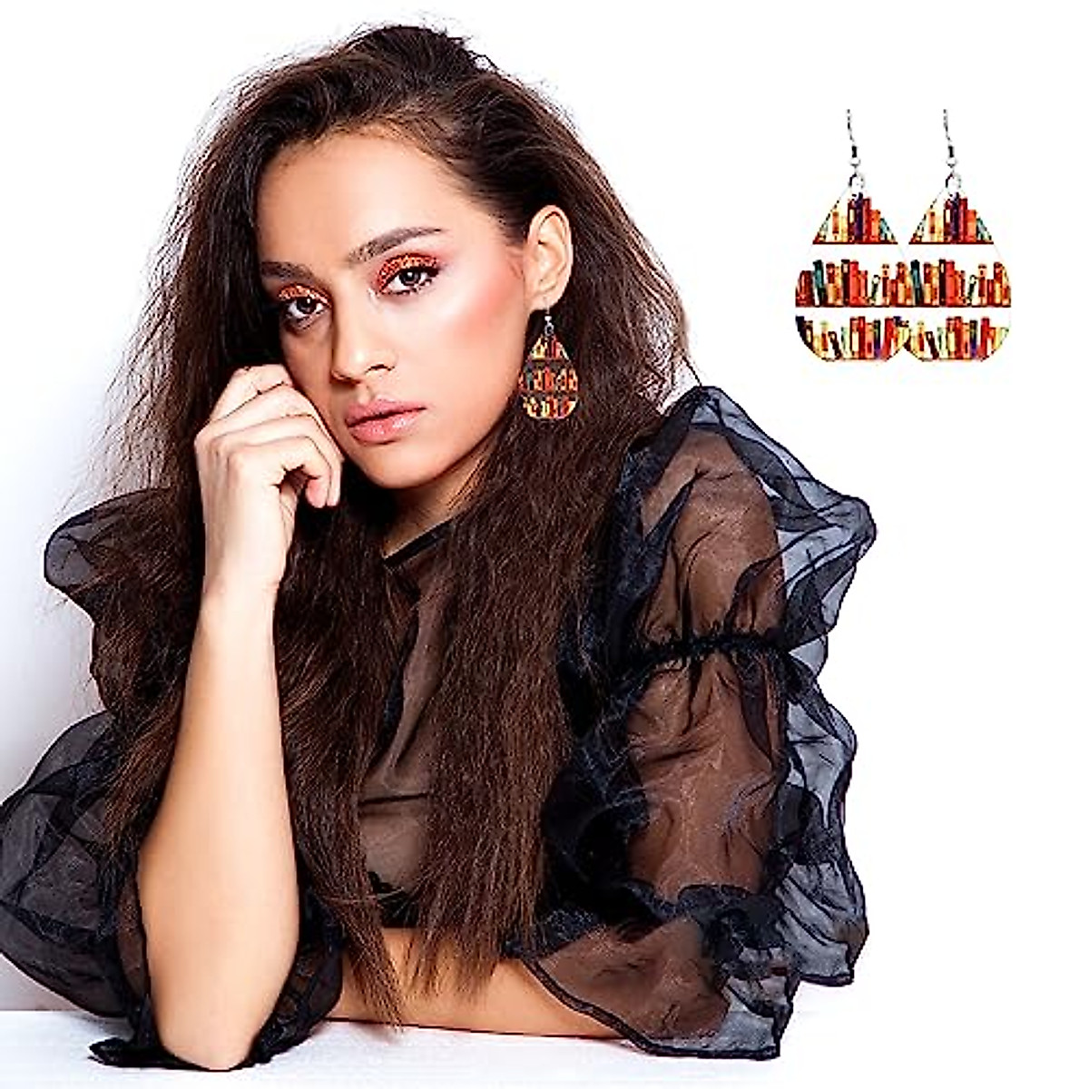 Ouligay Book Earrings Bookshelf Dangle Earrings for Book Lovers Gifts Teacher Earrings Acrylic Bookcase Earrings with Books Shelves Handmade Library Earrings for Teacher Appreciation Gifts