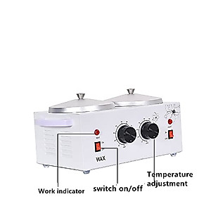 Double Wax Warmer, Professional Electric Wax Heater Machine Dual Paraffin Facial Skin SPA Equipment with Adjustable Temperature Set