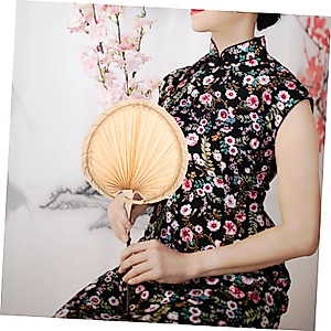 Outanaya Manual Handmade Fan Lightweight Palm Leaf Summer Accessory Handheld Old Fashioned Straw Fan for Wedding