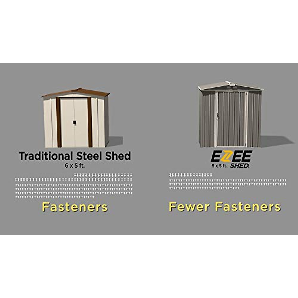 ARROW 6' x 5' EZEE Galvanized Steel Low Gable Shed Cream with Charcoal, Storage Shed with Peak Style Roof
