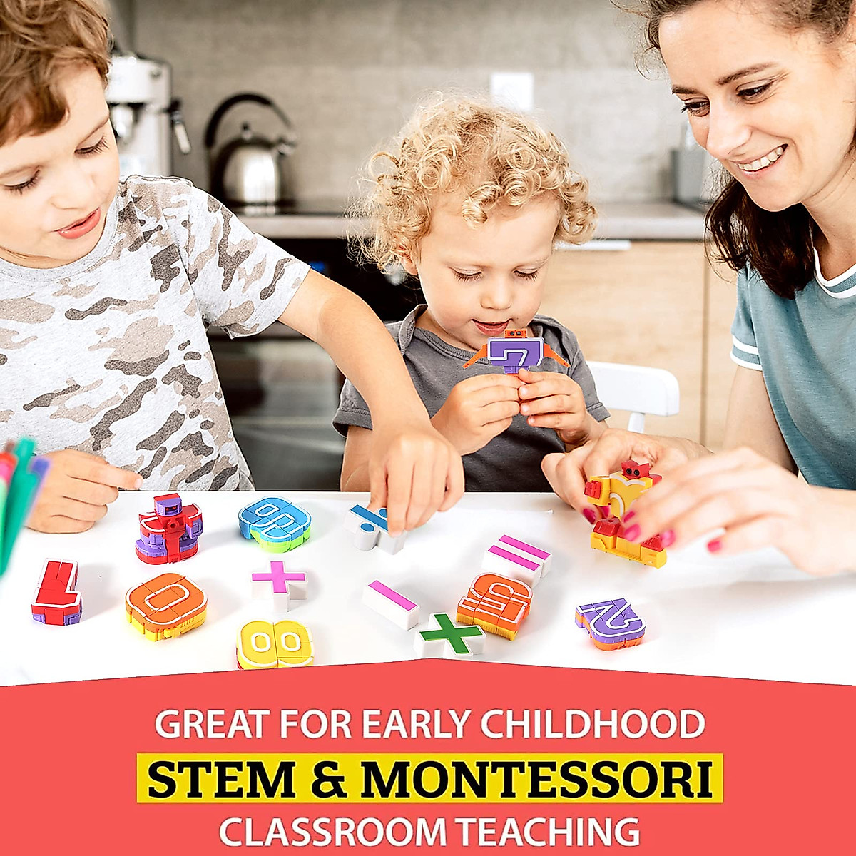 Liberty Imports 15 PCS Number Robots Transforming Toys Set - Math Counting Numerical Transform Robot Figures, Educational STEM Learning Bots for Kids