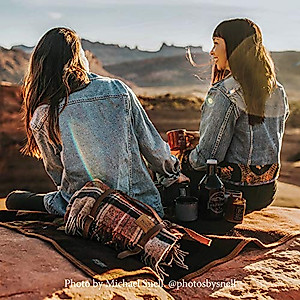 Pendleton, Eco-Wise Washable Wool Throw with Fringe, Black / Ivory