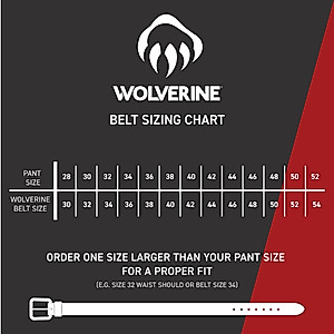 Wolverine Men Rugged Boot Leather Work Belt, Signature-Black, 44