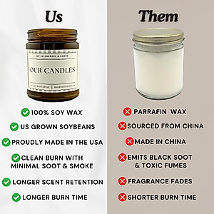 Candy Corn Scented Candle, Sugar, Vanilla, & Butter Scent, 100% Soy Wax 9 oz Candle, 50 Hour Burn Time, Recyclable Amber Glass Jar, Made in the USA, JOY CO Candles & Goods, Fall Décor, Halloween Decor