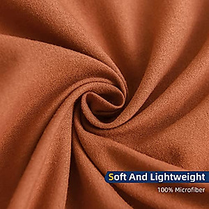 Argstar 3 Pcs Caramel Bowtie Duvet Cover Set California King, Burnt Orange Duvet Cover with Bowknots, 100% Microfiber Soft Rust Comforter Cover with Ties (1 Terracotta Duvet Cover, 2 Pillowcases)