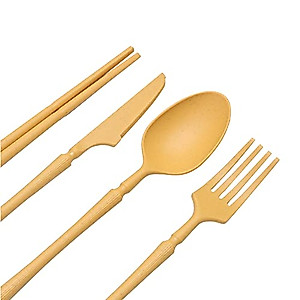 Lyellfe 44 Pieces Wheat Straw Dinnerware Sets, Unbreakable Camping Plates Cups and Bowls Set, Eco Friendly Lightweight Kitchen Dish with Knives, Forks, Spoons, Dishwasher Microwave Safe