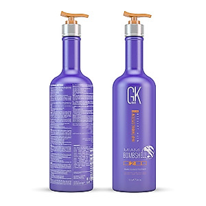 GK HAIR Global Keratin Miami Bombshell 24 Fl Oz Taming Blonde Purple Treatment - Hair Smoothing Toning Blowout Treatment Series Straightening Professional Results Removes Yellow Orange Brassy Tones
