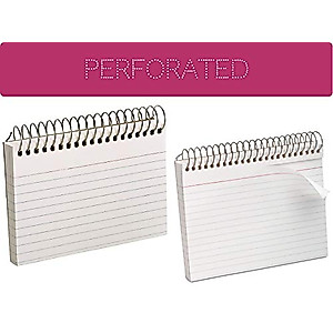 1InTheOffice Spiral Bound Index Cards 4x6 Ruled, White, 50 Cards/Pack, 3 Packs